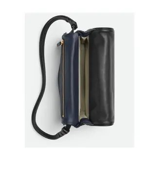 Bottega Veneta Intrecciato Foldover Top Shoulder Bag - Black/space