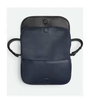 Bottega Veneta Intrecciato Foldover Top Shoulder Bag - Black/space