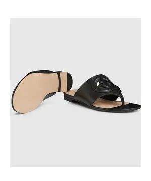 Gucci Interlocking G Hollow-out Slipper - Black