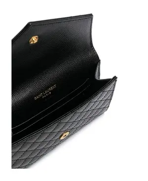 Saint Laurent Logo Plaque Pebbled Cardholder