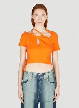 Ottolinger Asymmetrical Neckline Short-sleeved Knitted T-shirt