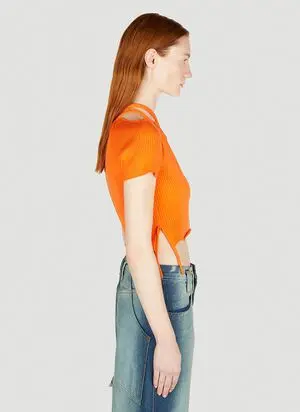 Ottolinger Asymmetrical Neckline Short-sleeved Knitted T-shirt
