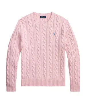 Polo Ralph Lauren Cable-knit Jumper With Embroidered Logo - Pink