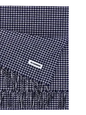 JIL SANDER Checked Fringed Scarf