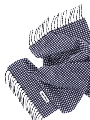 JIL SANDER Checked Fringed Scarf