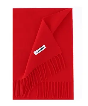 JIL SANDER Fringed Logo Scarf