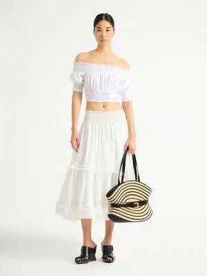 Balmain Off-the-shoulder Poplin Top - White
