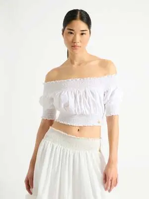 Balmain Off-the-shoulder Poplin Top