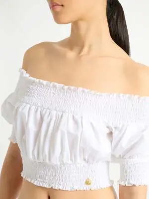 Balmain Off-the-shoulder Poplin Top