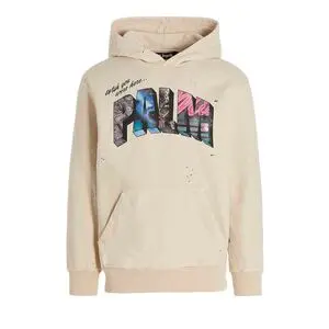 Palm Angels Palm Sign Distressed Hoodie - White