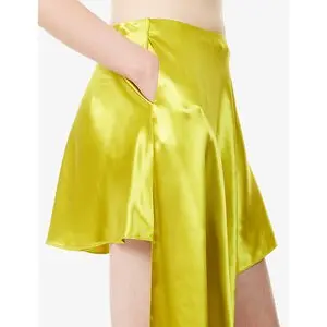 Alaïa Pointed Asymmetric Satin Mini Skirt