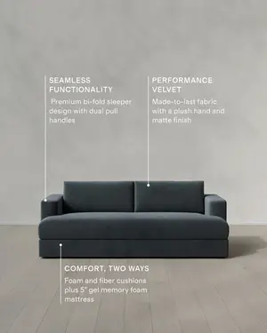 Quince Sierra Curved Arm Sleeper Sofa In Performance Velvet - Pine