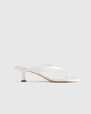Quince Italian Leather Thong Kitten Heel Sandal
