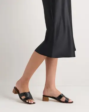 Quince Italian Leather Wood Block Heel Mule