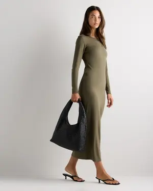 Quince Elodie Handwoven Shoulder Bag - Black