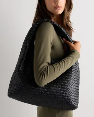 Quince Elodie Handwoven Shoulder Bag - Black