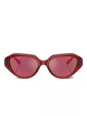 COACH C Logo Plaque Geometric Frame Sunglasses - Red