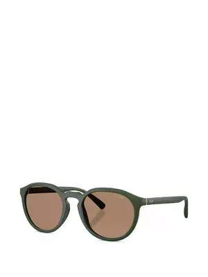 POLO RALPH LAUREN EYEWEAR Matte Dark Round Sunglasses - Green