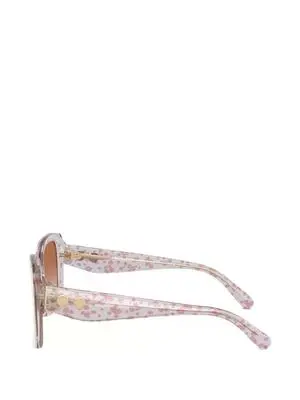 COACH Floral Print Square Frame Sunglasses - Pink