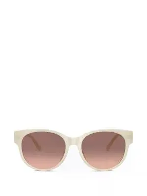 COACH Quilted-effect Round-frame Sunglasses - Neutrals