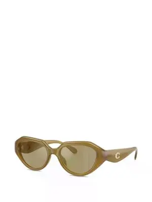 COACH C Logo Plaque Geometric Frame Sunglasses