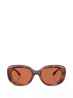 COACH Tortoiseshell-effect Oval-frame Sunglasses - Brown