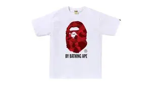 A BATHING APE Camo Bathing Ape Tee Shirt - White/red