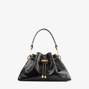 JIMMY CHOO Cinch Small Soft Shiny Biker Leather Shoulder Bag - Black