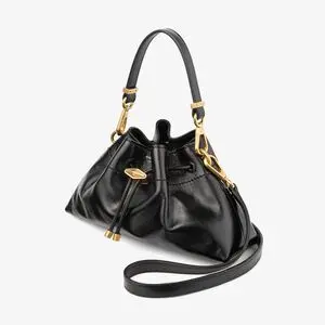 JIMMY CHOO Cinch Small Soft Shiny Biker Leather Shoulder Bag - Black