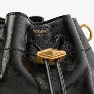 JIMMY CHOO Cinch Small Soft Shiny Biker Leather Shoulder Bag - Black