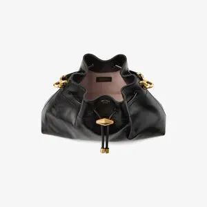 JIMMY CHOO Cinch Small Soft Shiny Biker Leather Shoulder Bag - Black