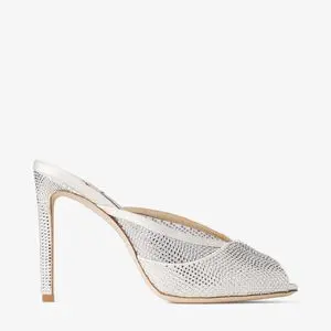 JIMMY CHOO Brigitte Crystal Embellished Mesh Mule - Neutral
