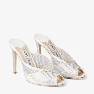 JIMMY CHOO Brigitte Crystal Embellished Mesh Mule - Neutral