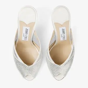 JIMMY CHOO Brigitte Crystal Embellished Mesh Mule - Neutral