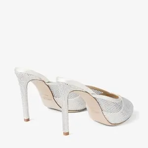 JIMMY CHOO Brigitte Crystal Embellished Mesh Mule - Neutral