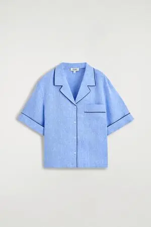 Cos Contrast-piped Linen Resort Shirt