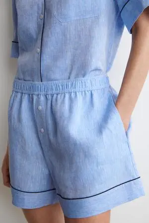 Cos Contrast-piped Linen Shorts