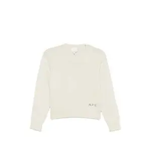 A.p.c. Ribbed Crew Neck Pullover - Cream