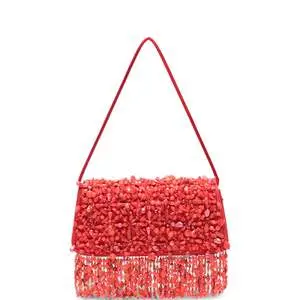 Cult Gaia Beaded Fringe Shoulder Bag - Red