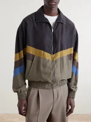 Valentino Garavani Paneled Silk Zip-up Jacket