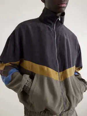Valentino Garavani Paneled Silk Zip-up Jacket