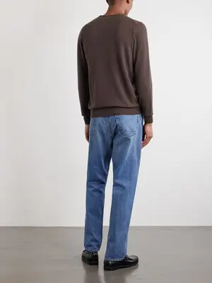 Fedeli One-ply Cashmere Crewneck Sweater - Brown