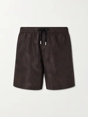 Mr P. Straight-leg Floral-print Swim Shorts - Brown