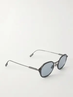 Zegna Round-frame Titanium Sunglasses
