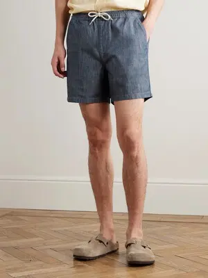 Nn07 Gregor Straight-leg Cotton-chambray Drawstring Shorts