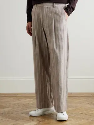 Nn07 Kay 10058 Wide-leg Pleated Herringbone Suit Trousers