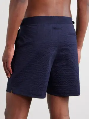 Mr P. Straight-leg Seersucker Swim Shorts