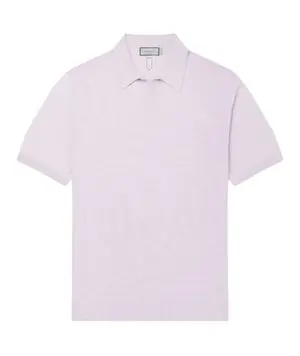 Canali Cotton And Silk-blend Polo Shirt - Purple