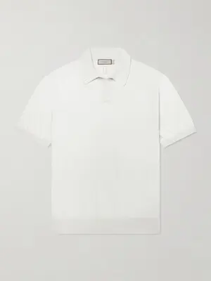 Canali Cotton And Silk-blend Polo Shirt