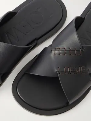 Loewe Flex Criss-cross Leather Slides